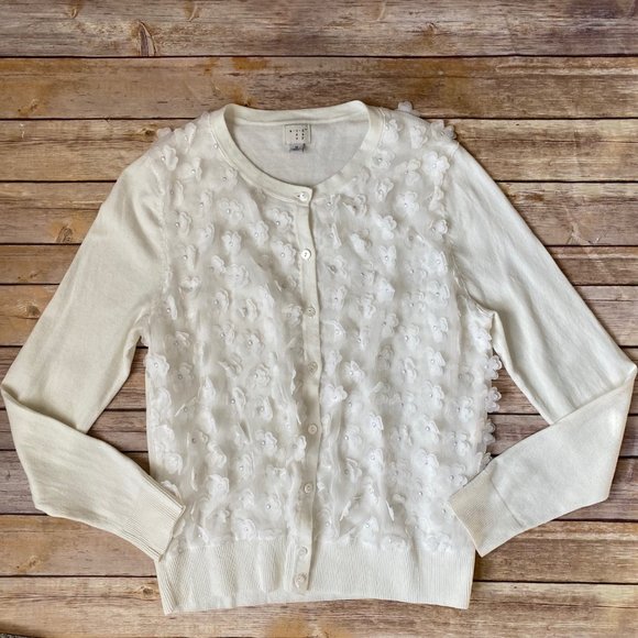 Target | Sweaters | Target A New Day White Floral Appliqu Cardigan ...